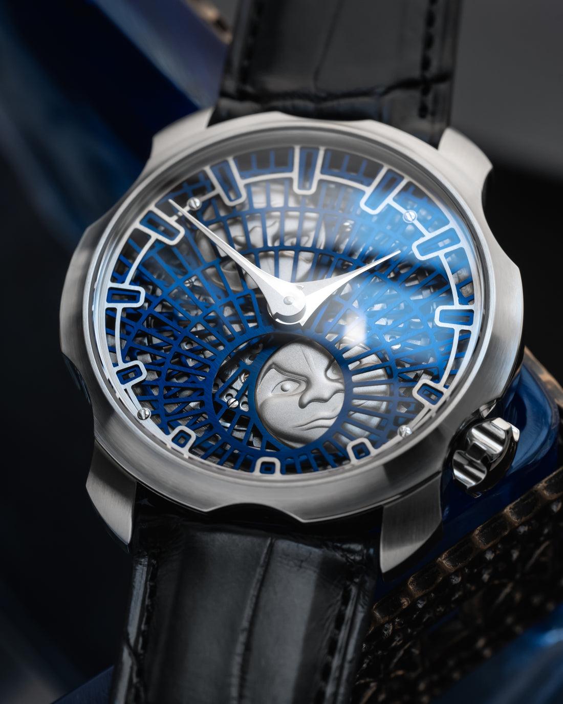 Sarpaneva Korona Supermoon Blue Stainless Steel Case, 42.0 mm, A10, Leather