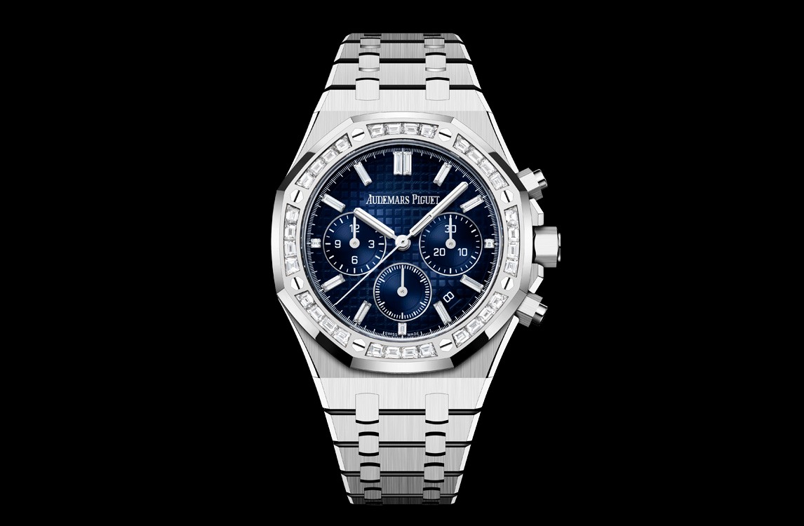 Audemars Piguet Royal Oak 26715 Smoked Blue Dial, 18 Carat White Gold ...