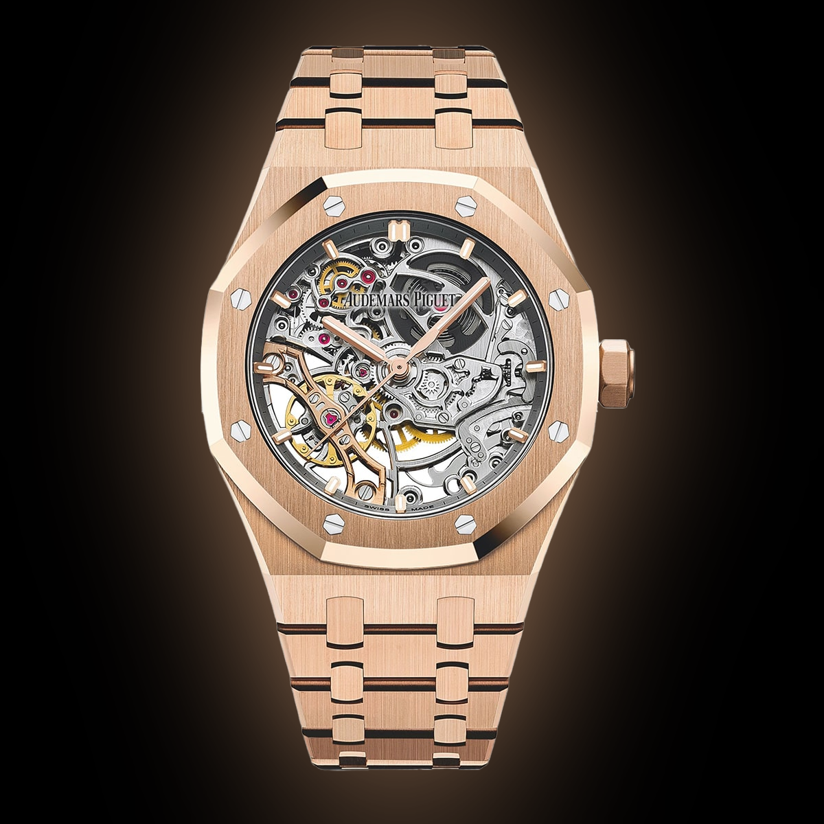 Audemars Piguet Royal Oak 15467 Rhodium Toned Dial, 18 Carat Pink Gold ...