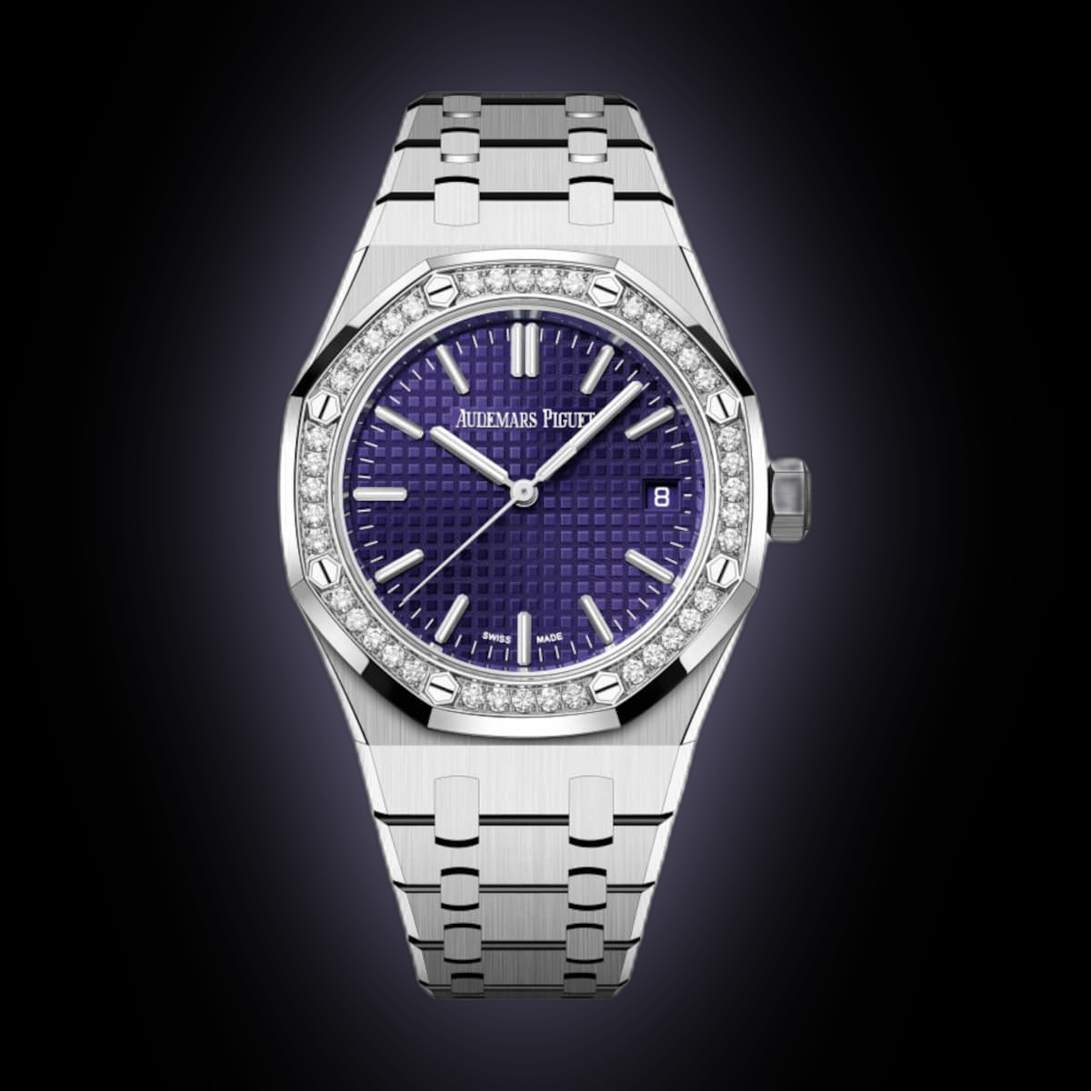 Audemars Piguet Royal Oak 15551 Purple Dial, 18 Carat White Gold, 37.0 ...