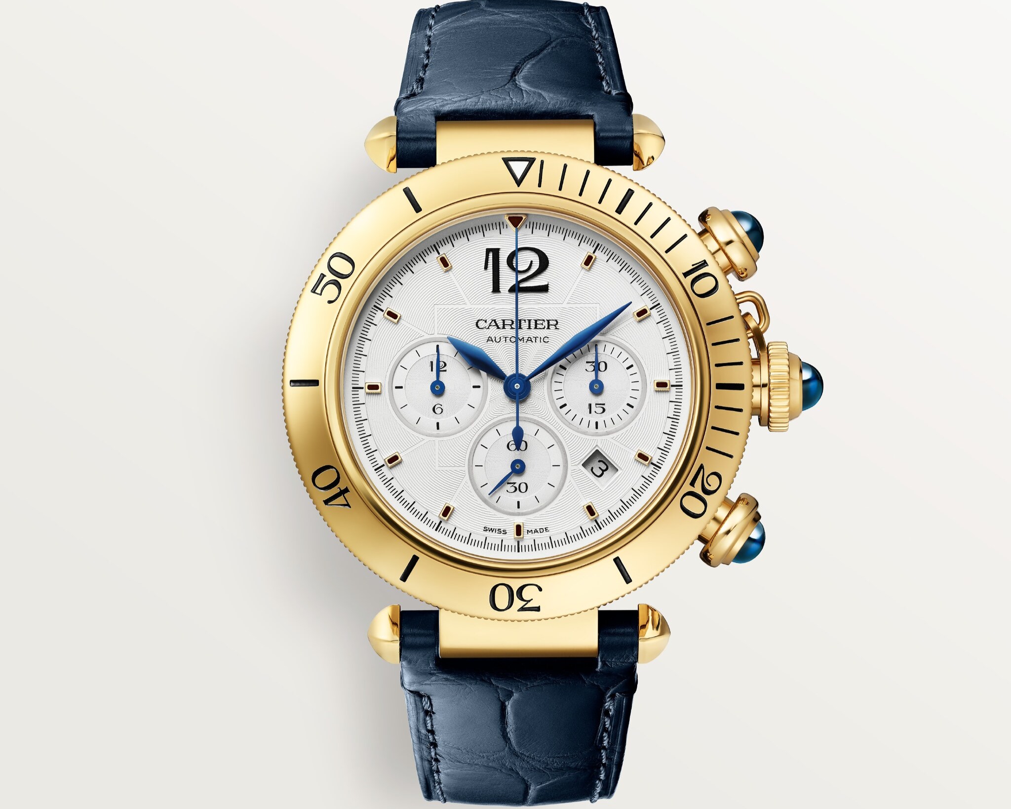 Cartier Pasha de Cartier WGPA Silver Dial, Yellow Gold, Self Winding ...