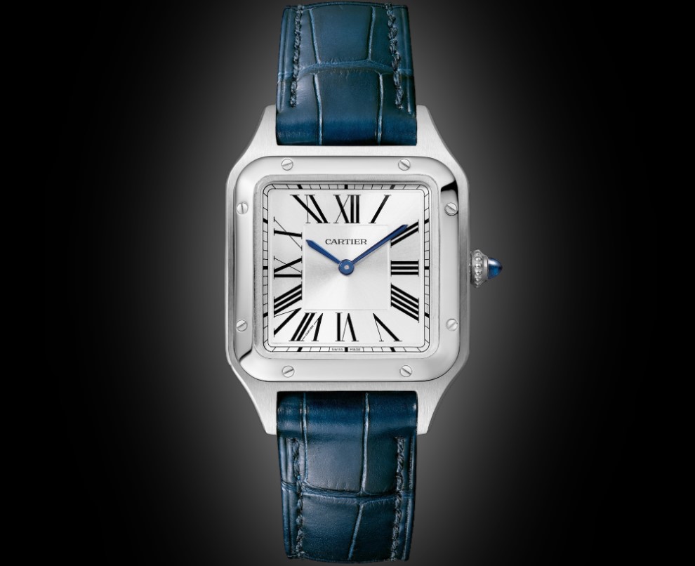 Cartier Santos Dumont WSSA Silver Dial, Steel, Santos-Dumont, Alligator ...