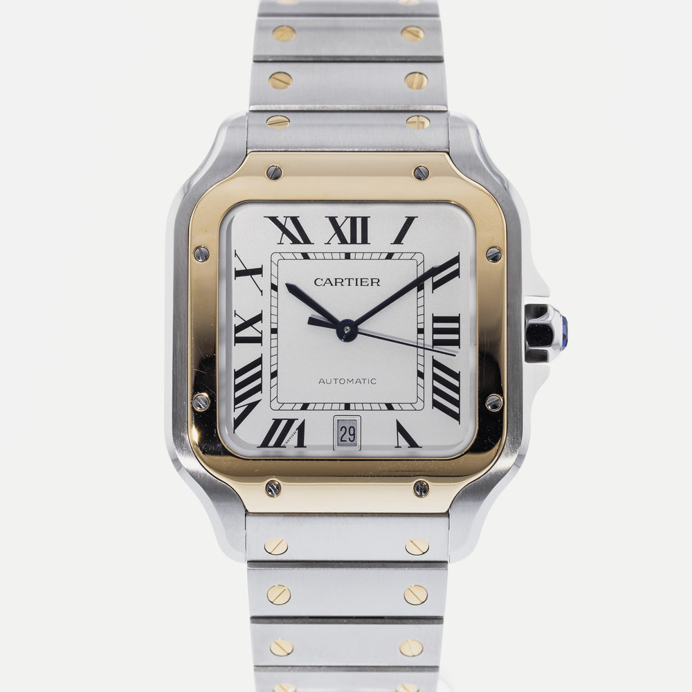 Cartier Santos de Cartier Silvered Opaline Men'S Watch W2SA