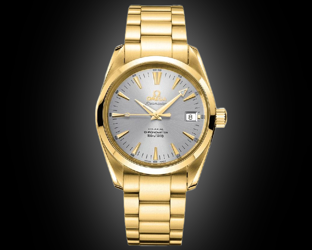 Omega Seamaster Aqua Terra 150M 2102.30 Silver Dial, Yellow Gold, 42.2 ...