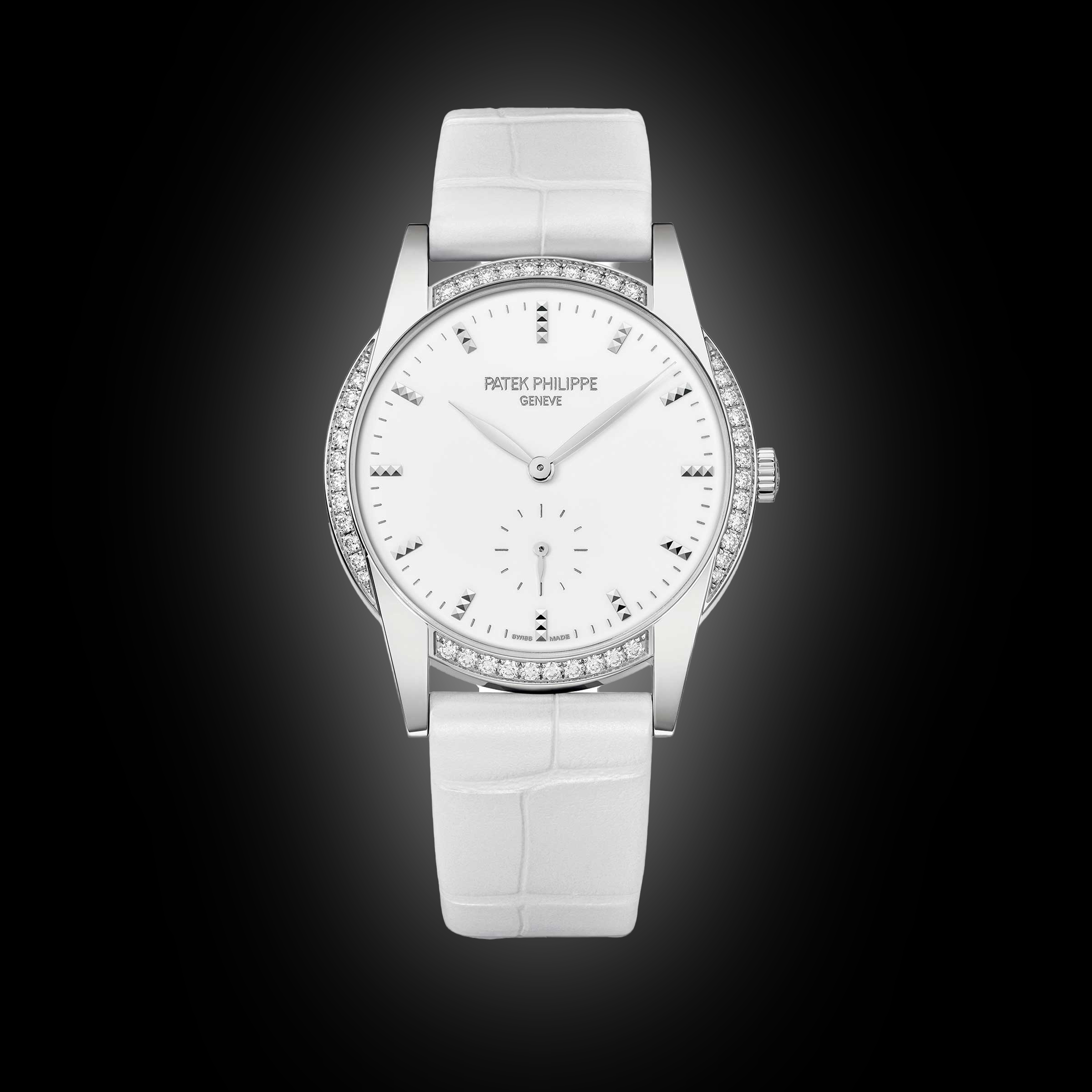 Patek Philippe Calatrava 7122 White Dial, 33.0 mm, Self Winding, Gem-Set