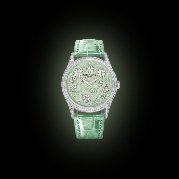 Patek Philippe Calatrava 5077 Pictures in Relief Green Dial, White Gold ...
