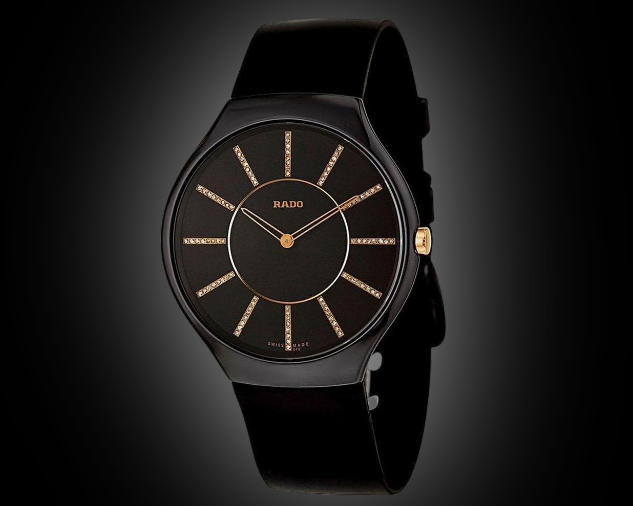 Rado TRUE Thinline Diamond Black Dial Ceramica Men's Watch 2774
