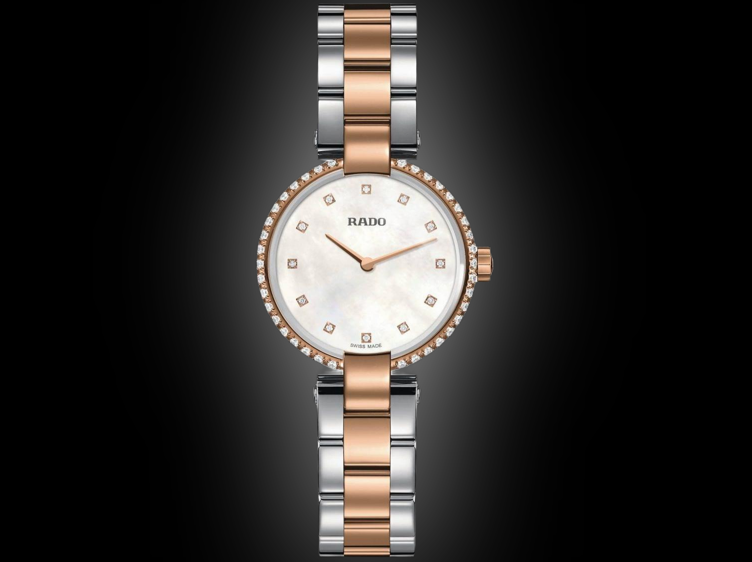 Rado Coupole 2285 White Mother of Pearl Dial, Rose Gold-Tone Stainless ...