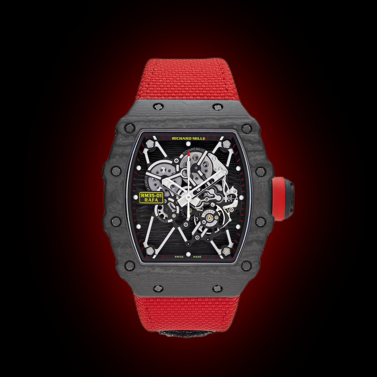 Richard Mille Rafael Nadal RM 35 Yellow/Red Dial, Carbon Tpt, Manual ...