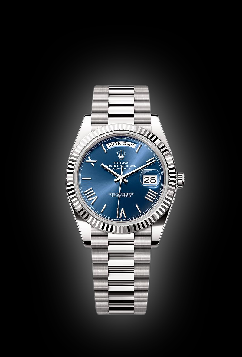Rolex Day-Date 40 228239 Bright Blue Dial, 18 kt White Gold, 40.0 mm ...