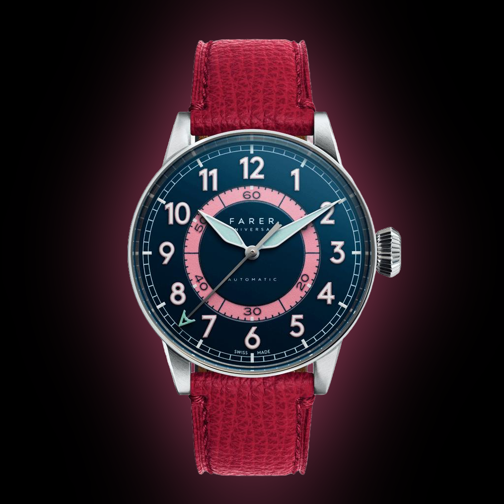 Farer Pilot Bradfield Blue Self Winding, Rocket Red Granolo Leather ...