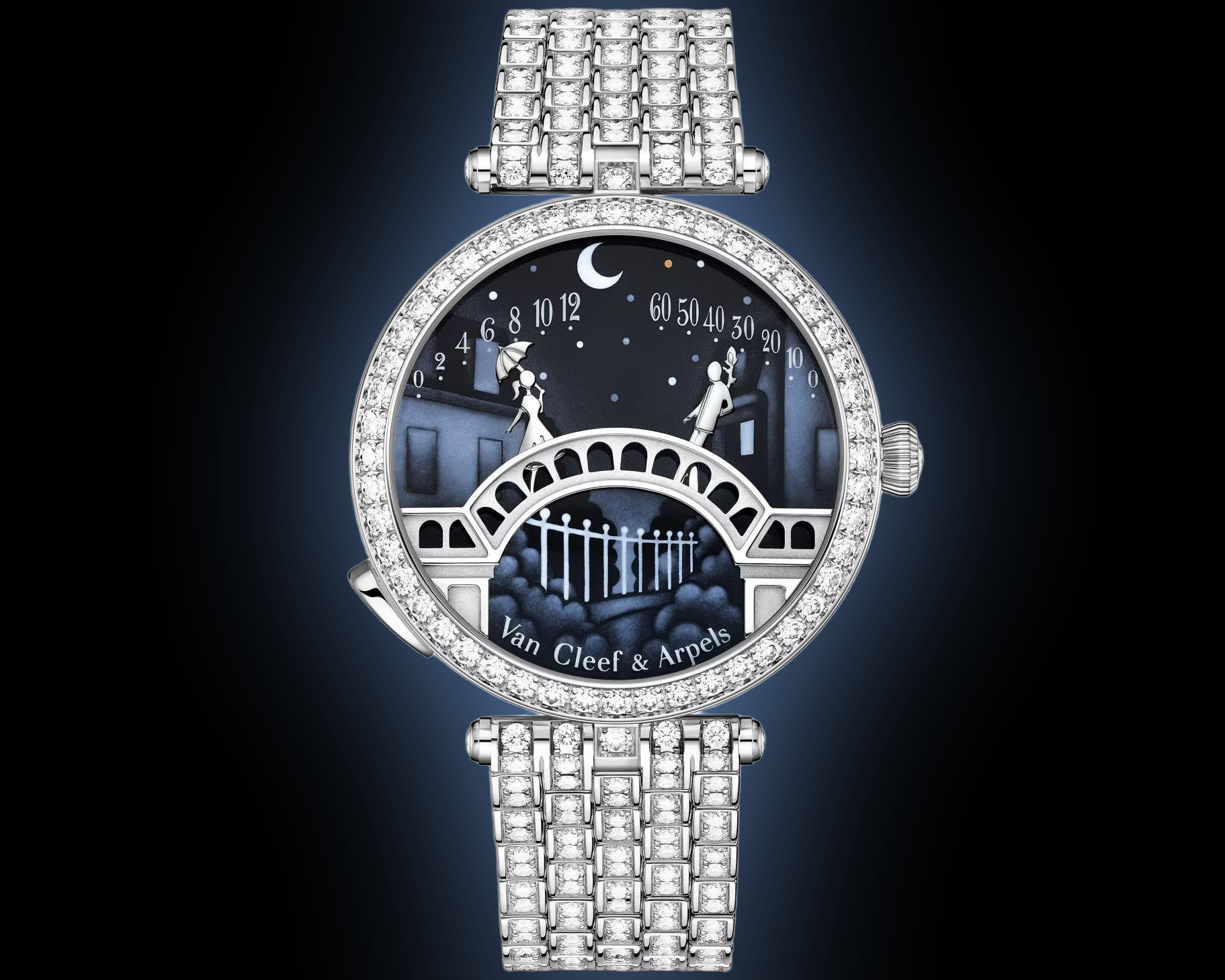 Van Cleef & Arpels Poetic Complications Lady Pont Des Amoureux Rhodium ...