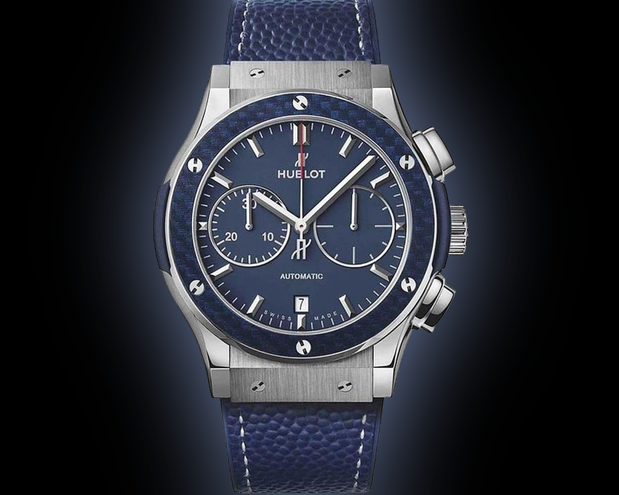 Hublot Classic Fusion 521.NQ Blue Dial, Titanium, 45.0 mm, Chronograph