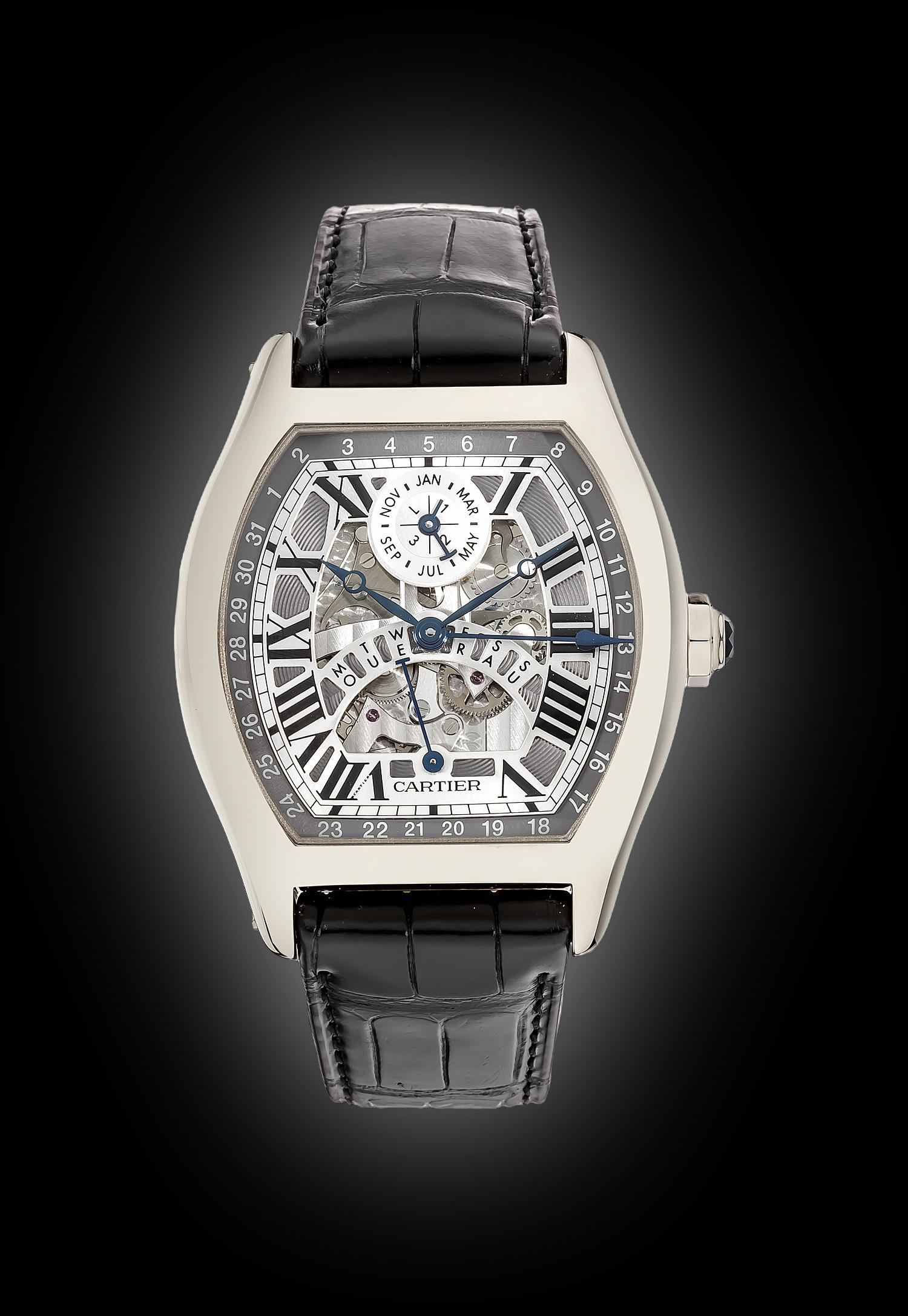 Cartier Tortue W158 Openwork Dial, 18kt White Gold, Perpetual Calendar ...