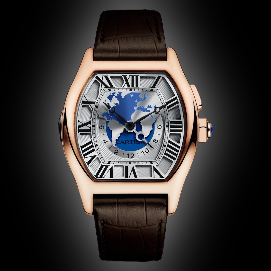 Cartier Tortue W158 Silver and Blue Map Pattern Dial, 18kt Rose Gold ...