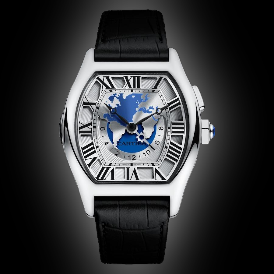 Cartier Tortue W158 Blue and Silver Map Pattern Dial, 18kt White Gold ...