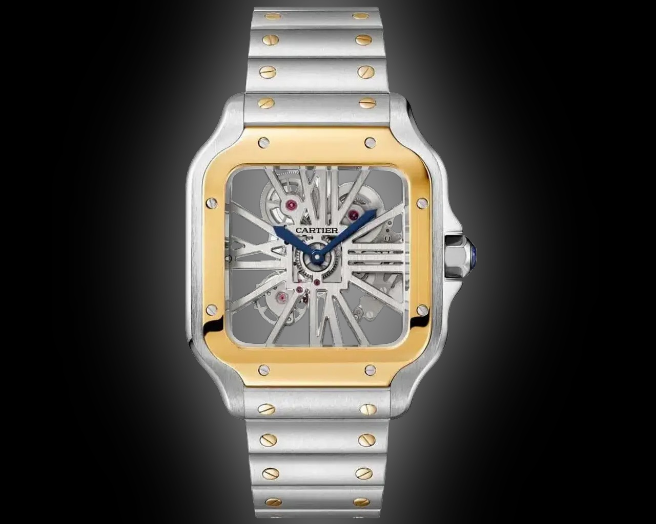 Cartier Santos de Cartier WHSA Transparent Dial, Stainless Steel, 39.8 ...