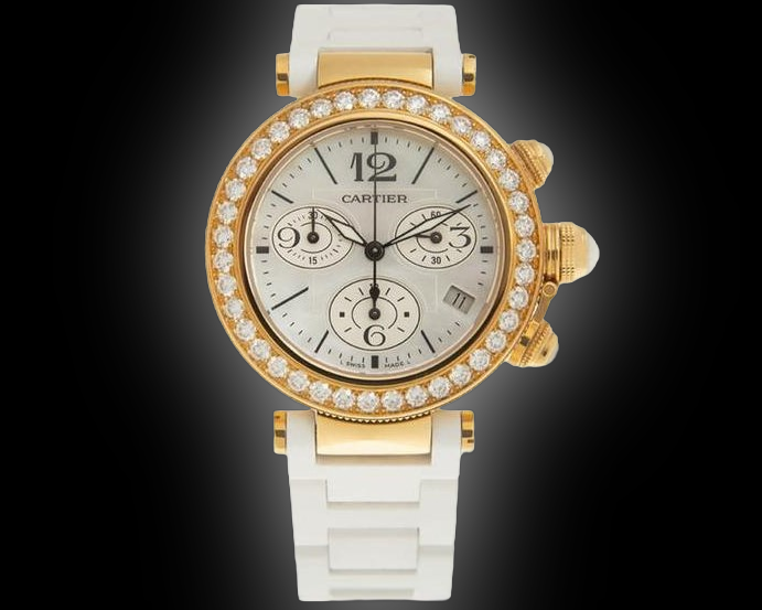 Cartier Pasha Seatimer WJ13 Mother of Pearl Dial, 18kt Yellow Gold ...
