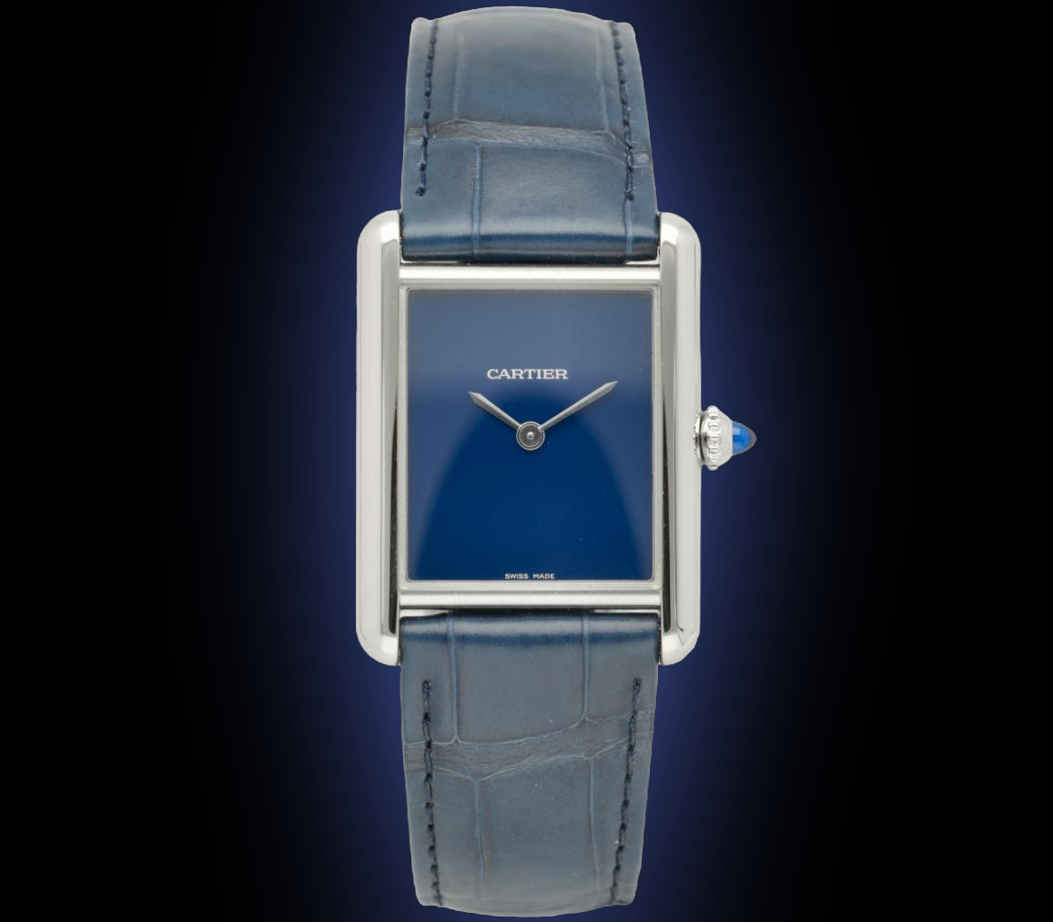Cartier Tank WSTA Blue Dial, Stainless Steel, Quartz, Silver-Tone ...