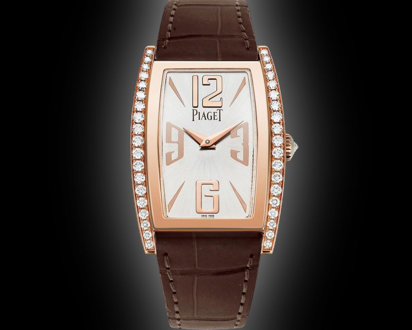 Piaget Limelight 35090 Silver Dial, 18kt Rose Gold, Analog, Leather ...