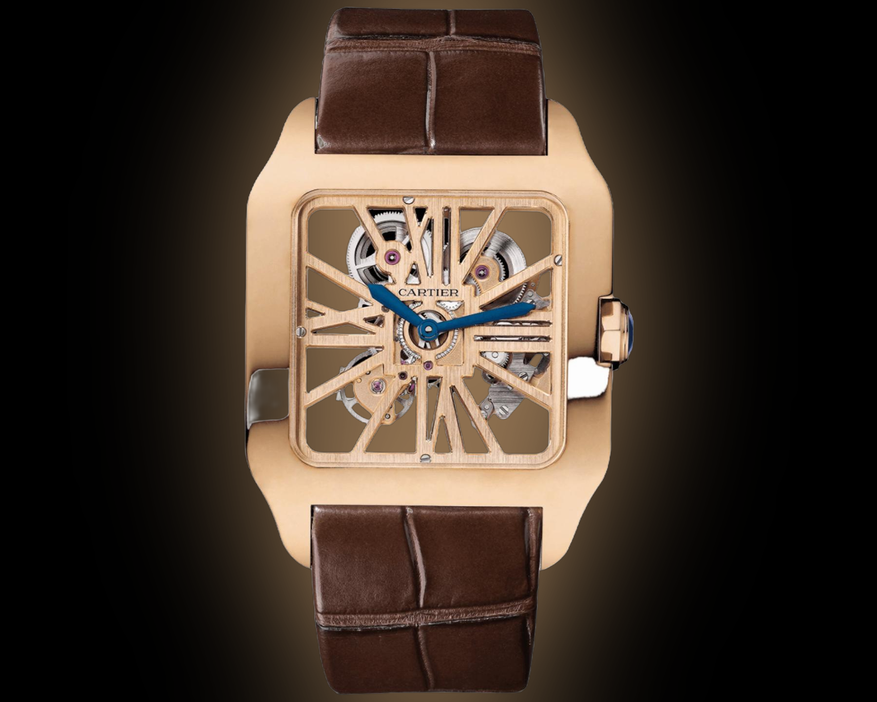 Cartier Santos Dumont W202 Openwork Dial, 18kt Rose Gold, Santos-Dumont ...