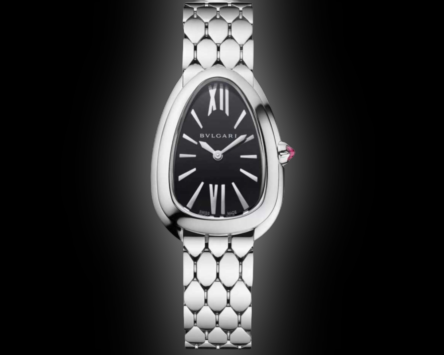 Bulgari Serpenti Seduttori Black Dial, Stainless Steel, 33.0 mm, Quartz ...
