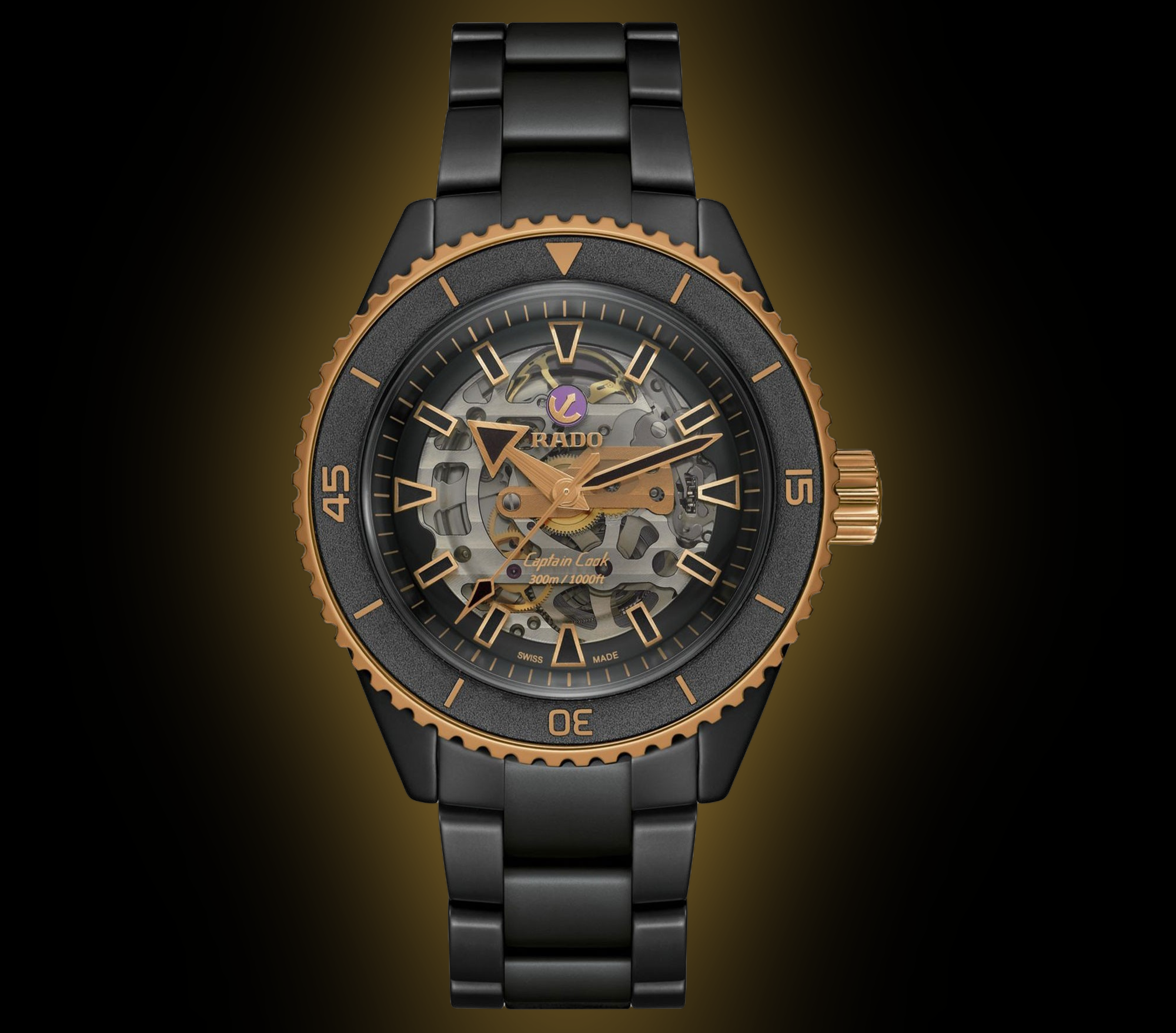 Rado Captain Cook R32192152 Skeleton Black Dial, High-Tech Ceramic, 43. ...