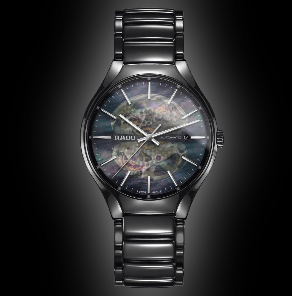 Rado TRUE 2710 Black Mother of Pearl Dial, Ceramic, Open Heart, Men's Watch