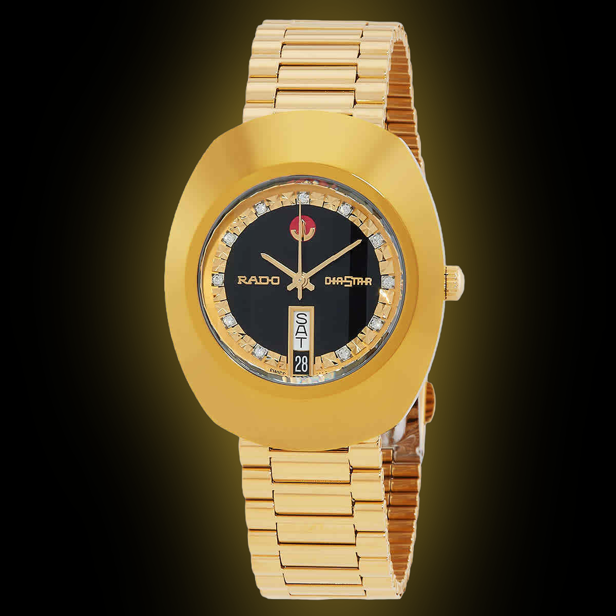 Rado Original 1241 Black Dial, Yellow Gold Pvd Stainless Steel, 35.0 mm ...