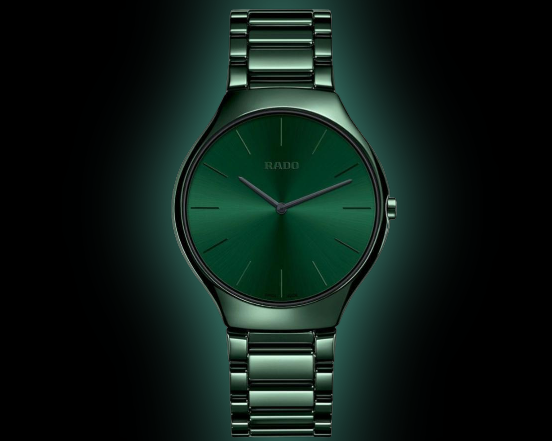 Rado TRUE 2726 Green Dial, High-Tech Ceramic, Thinline, Men's Watch