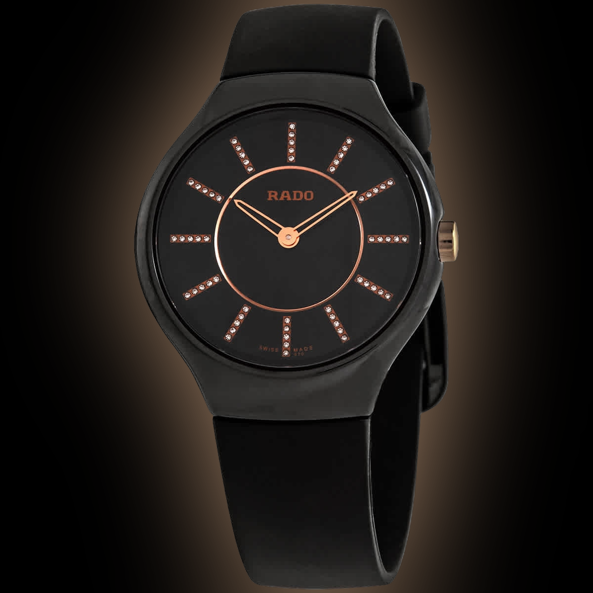 Rado TRUE 2774 Diamond Black Dial, Ceramic, Thinline, Ladies Watch