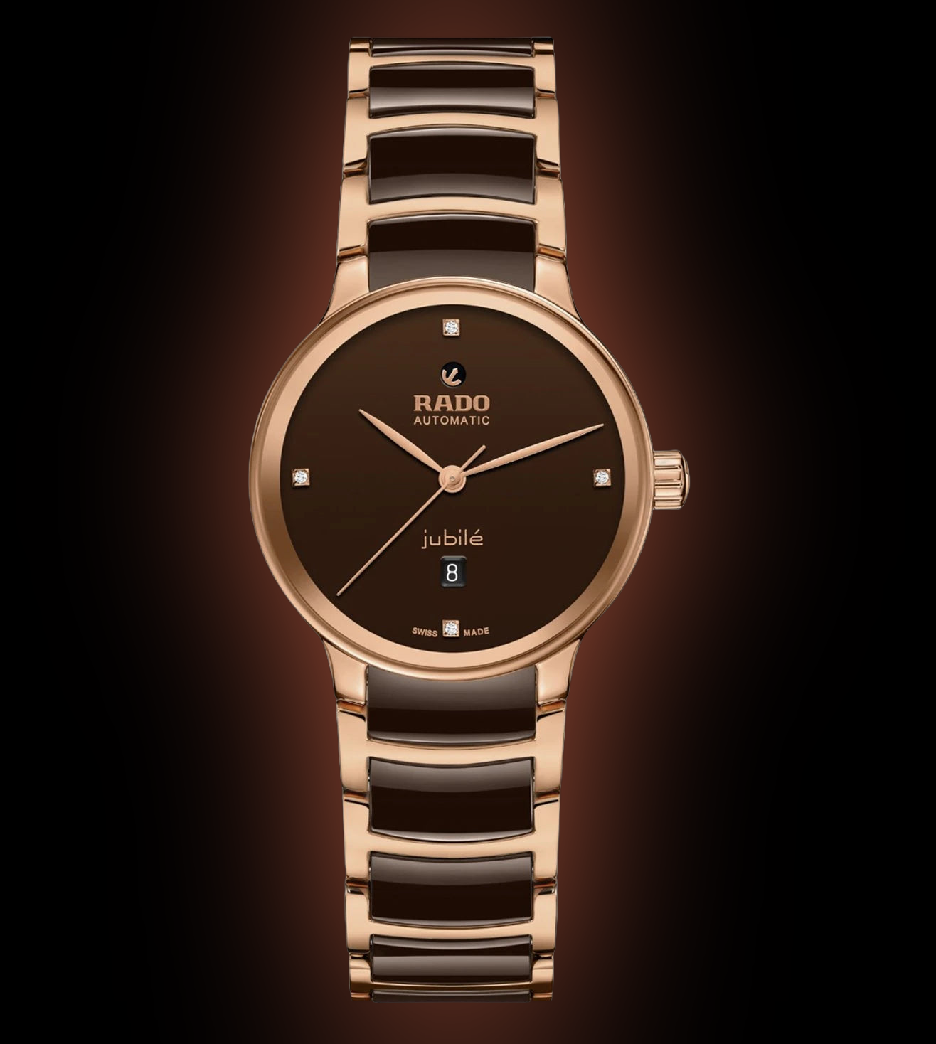 Rado Centrix 3001 Brown Dial, Stainless Steel, Diamonds, High-Tech Ceramic