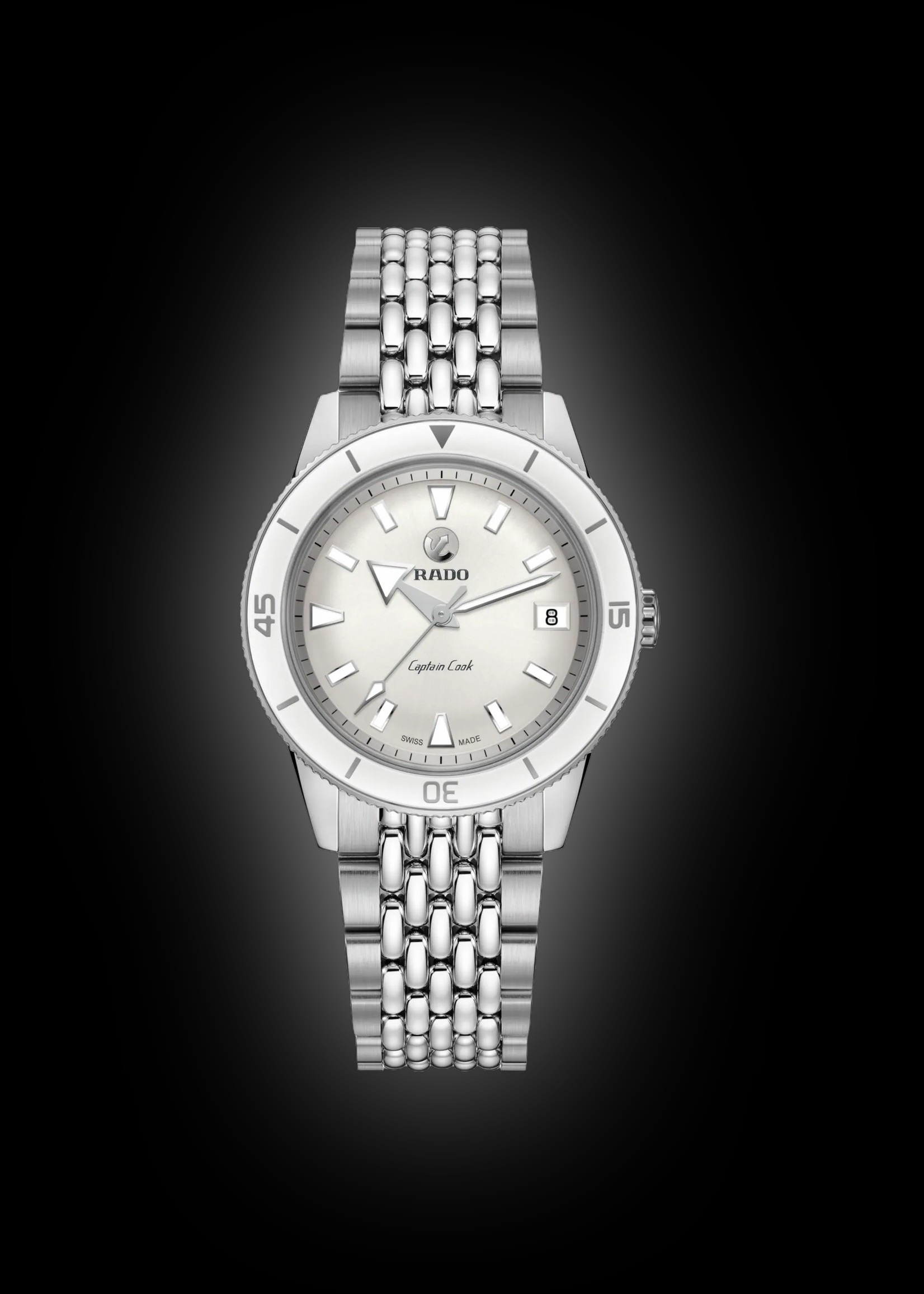 Rado Captain Cook 3250 White Dial, High-Tech Ceramic, 37.0 mm, Automatic