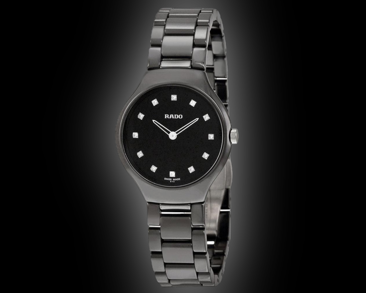 Rado TRUE Thinline Black Dial High-Tech Ceramica Ladies Watch 2774