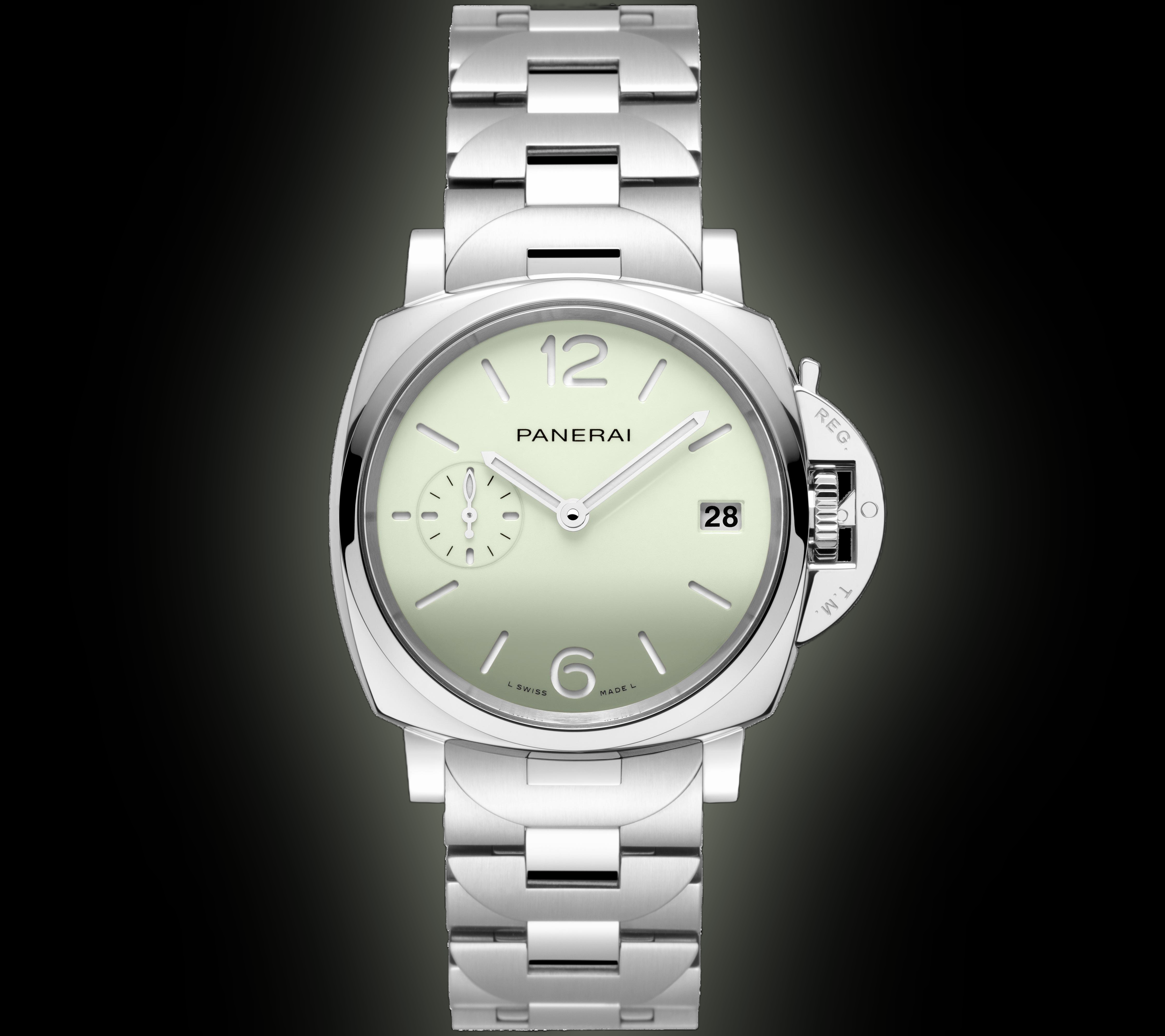 Panerai Luminor Due 01311 Light Green Gradient Dial, Polished Steel, 38 ...