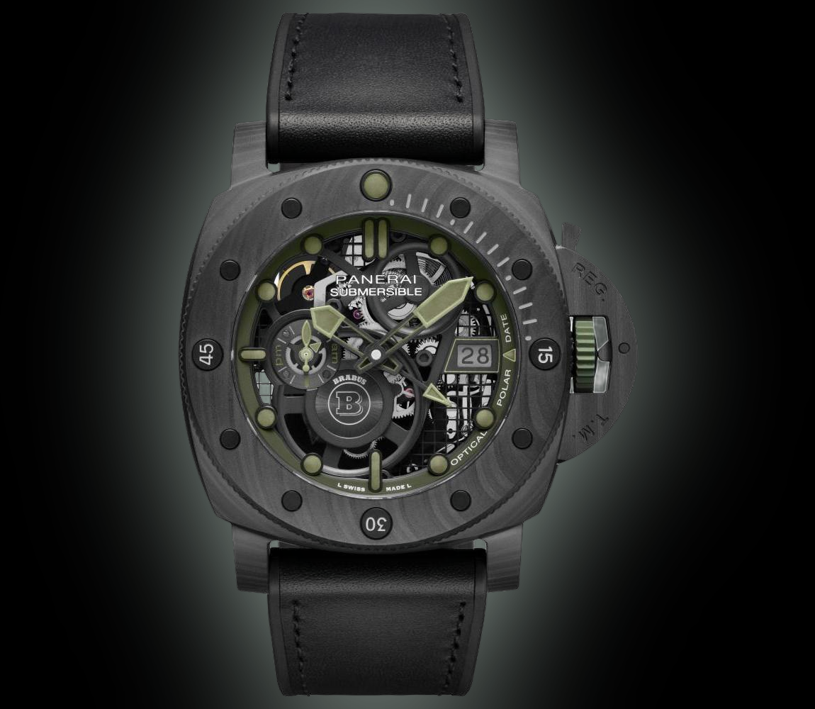 Panerai Submersible S Brabus 01283 Carbotech, 47.0 mm, Calf Rubber Bi ...