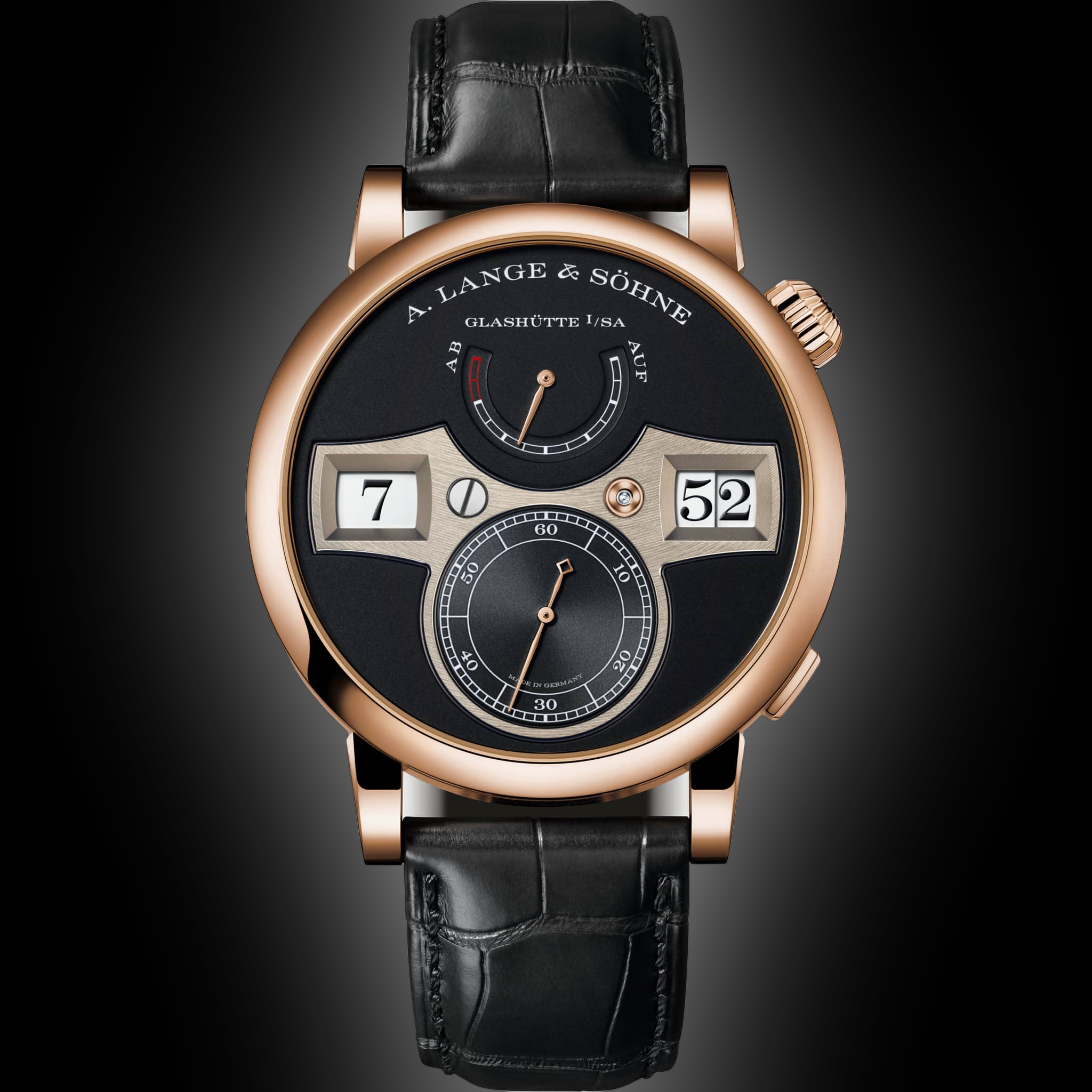 A. Lange & Söhne Zeitwerk 142 Black Dial, 18 Carat Pink Gold, Manual ...