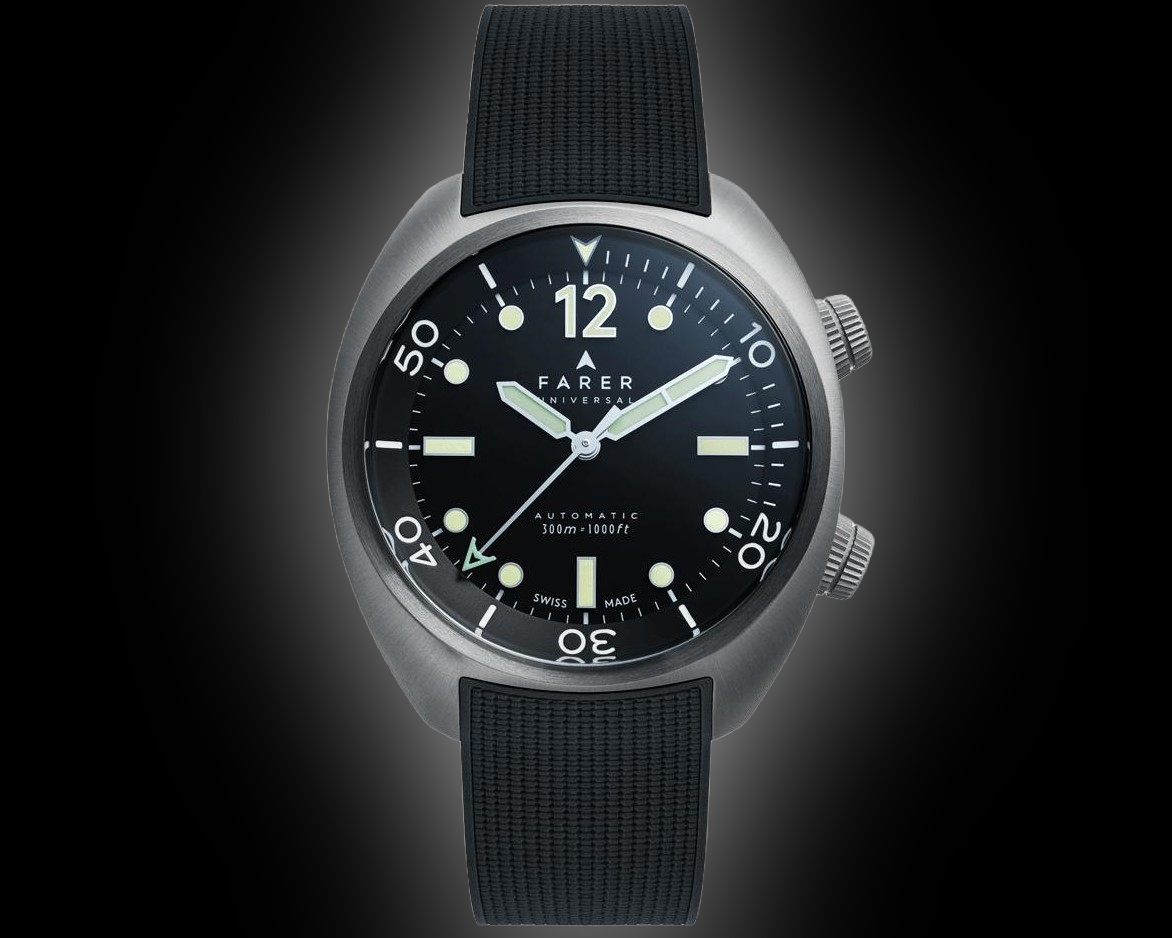 Farer Aqua Compressor Endeavour Self Winding, Black Rubber, Abyss Black ...