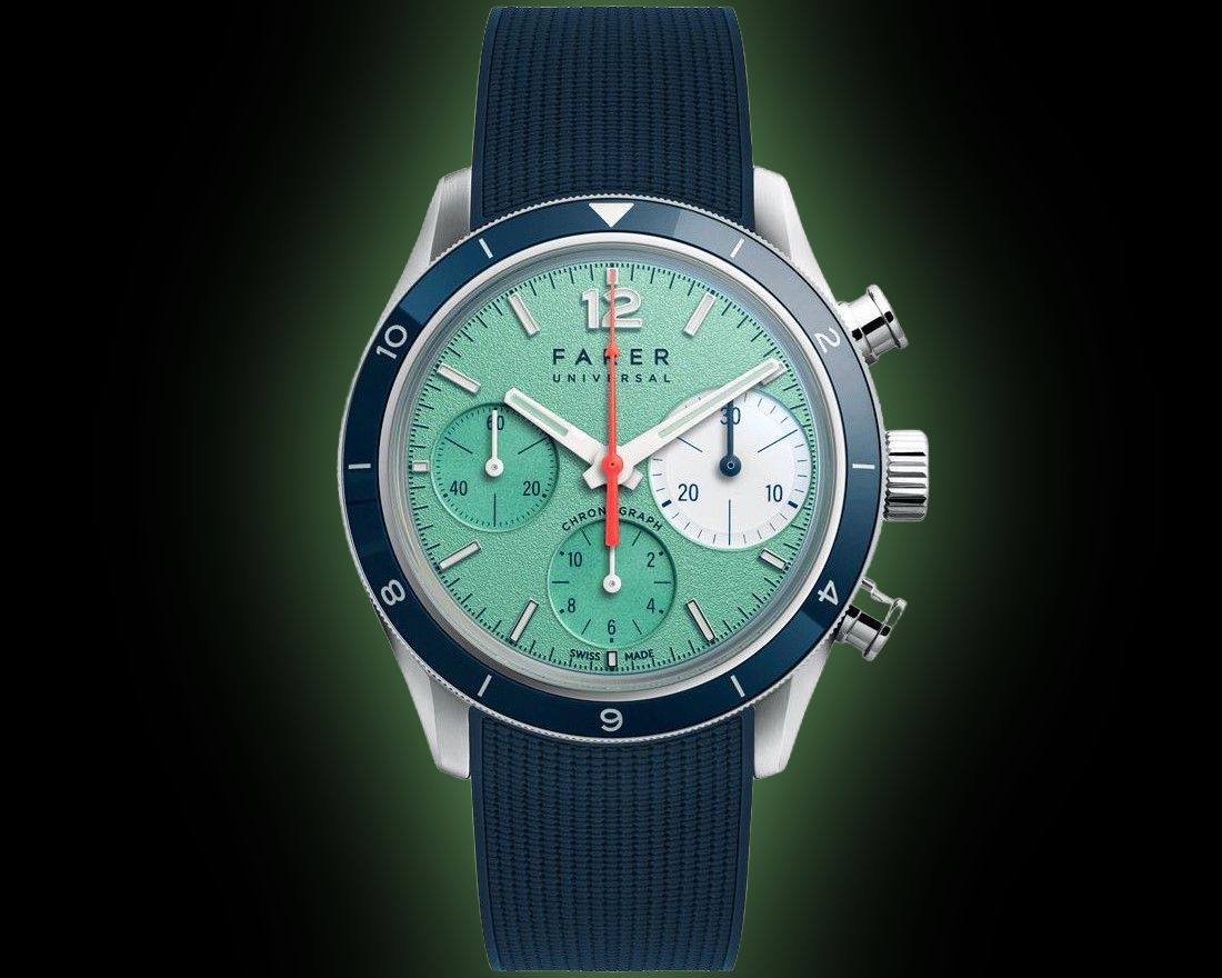Farer Chrono-Contempo Chalcot Hand-Wound, Integrated Rubber, Mint Green ...