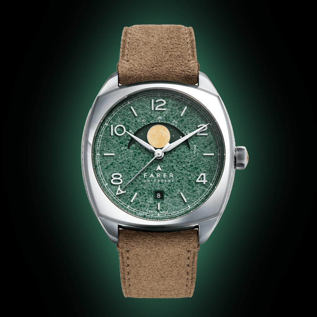 Farer Moonphase Baily Brown Suede Leather Strap | Coveted