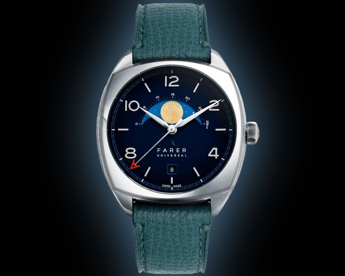 Farer Moonphase Halley Octane Petrol Granolo Leather Strap