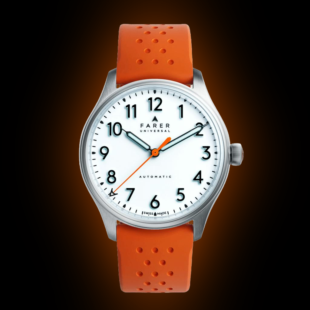 Farer Three Hand Resolute II Orange Rubber Strap | Coveted