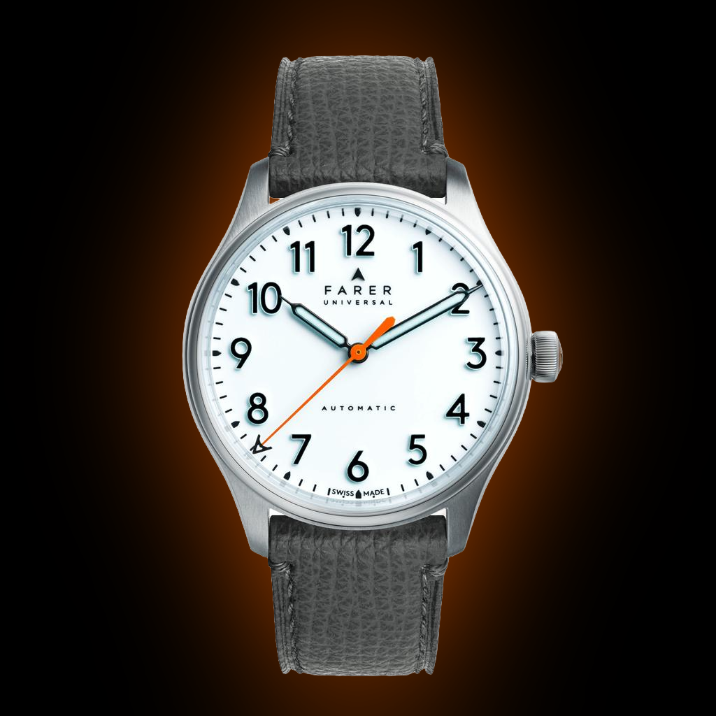 Farer Three Hand Resolute II Gull Grey Granolo Leather Strap