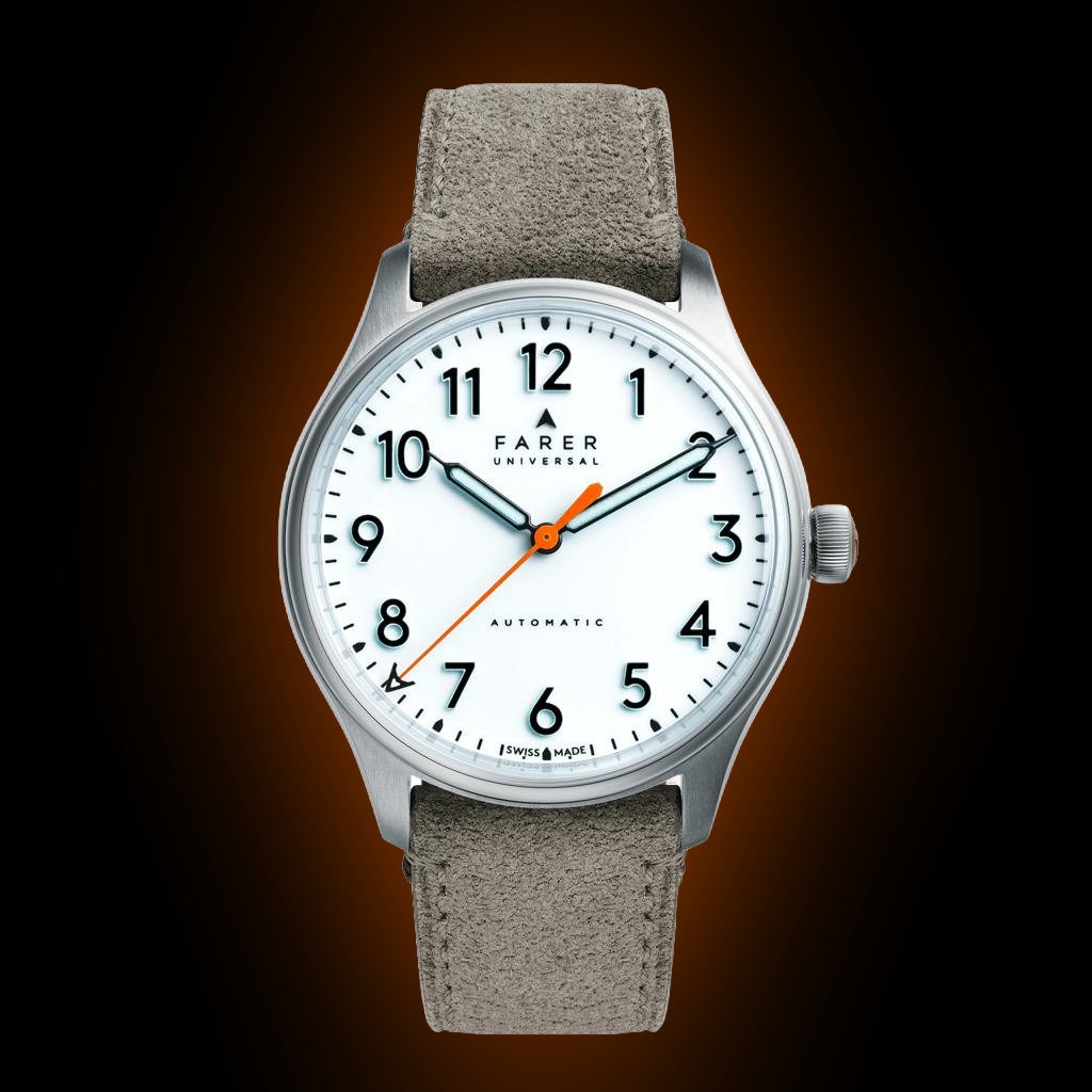Farer Three Hand Resolute II Grey Suede Leather Strap