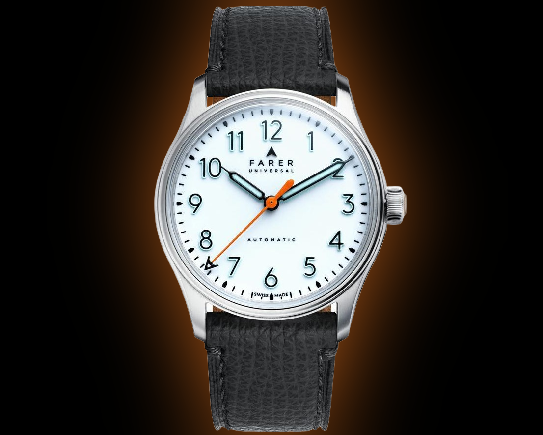 Farer Three Hand Resolute 36mm Black Granolo Leather Strap