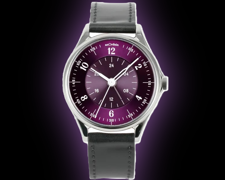 anOrdain Model 1 Fabric GMT, Lacquer By Cador, Purple Dial, 38 mm