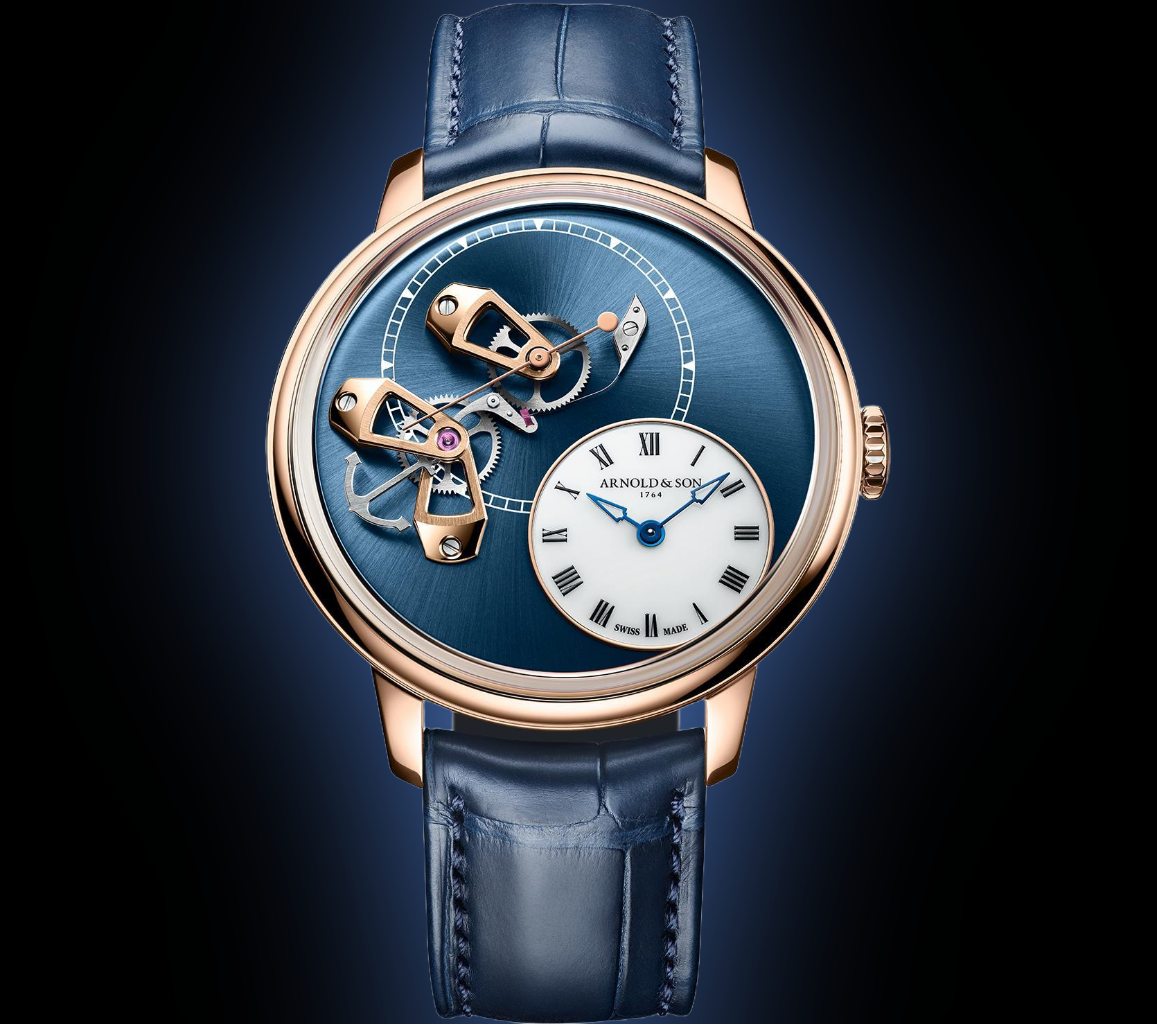 Arnold & Son DSTB 1ATCR Blue Dial, 18K Red Gold 5N, 42.0 mm, Self Winding