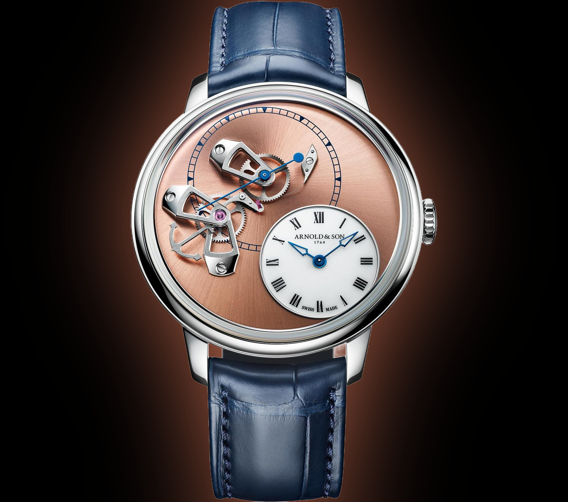 Arnold & Son DSTB 1ATCX Salmon Dial, Platinum, 42.0 mm, Self Winding
