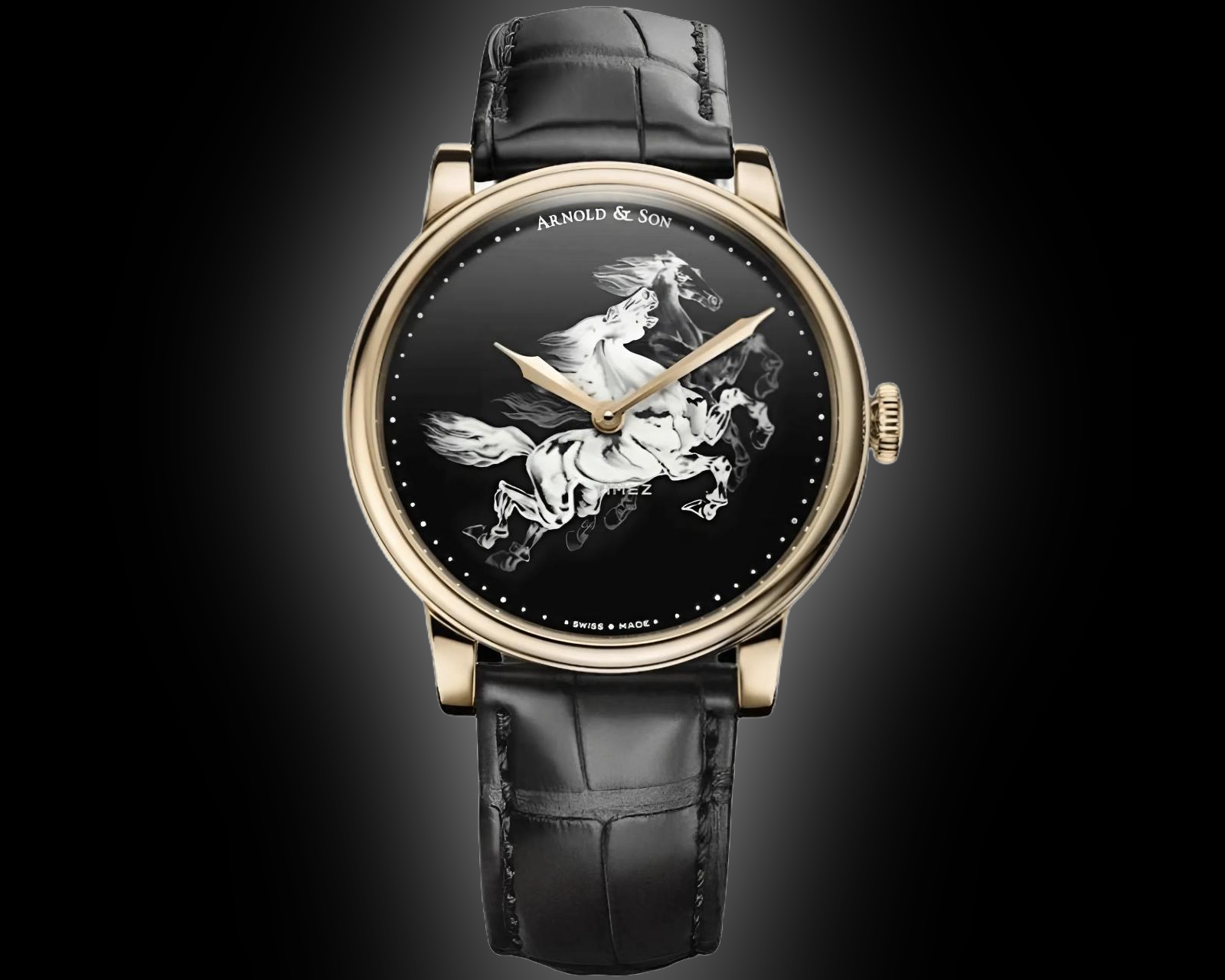 Arnold & Son Royal 1LCAP Black Dial, Rose Gold, 40.0 mm, HM Horses
