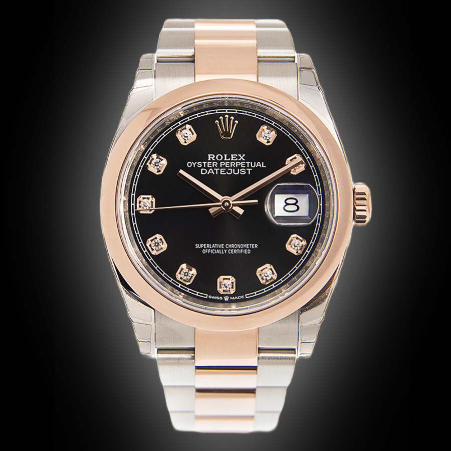 Rolex Datejust 36 126201 Black Dial, 18kt Everose Gold, Oyster ...